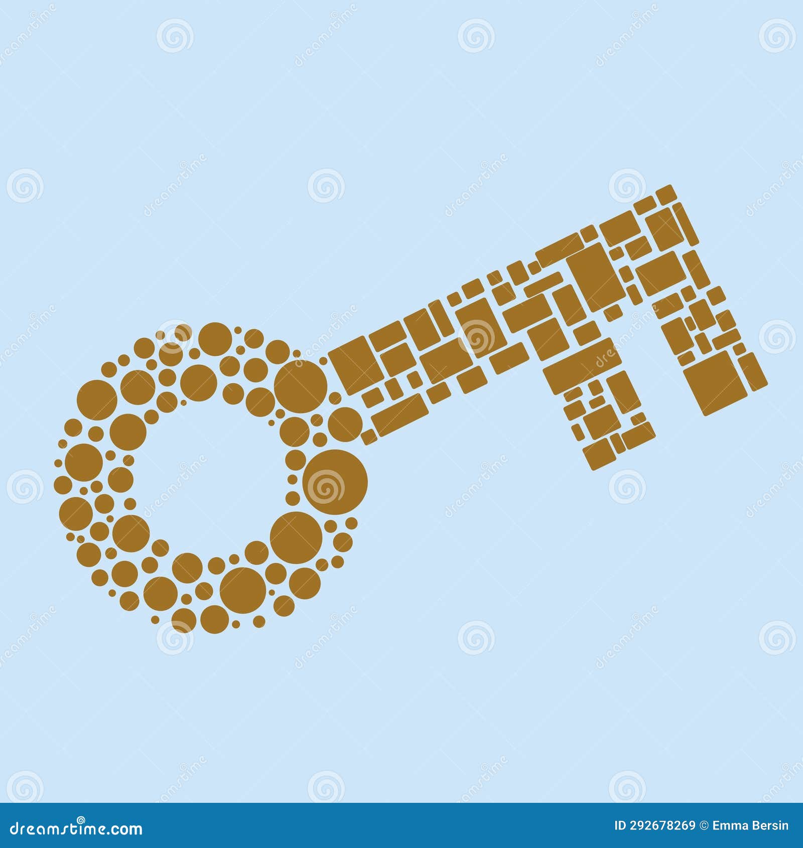 Mosaic-style Key on Blue Background Stock Illustration - Illustration ...
