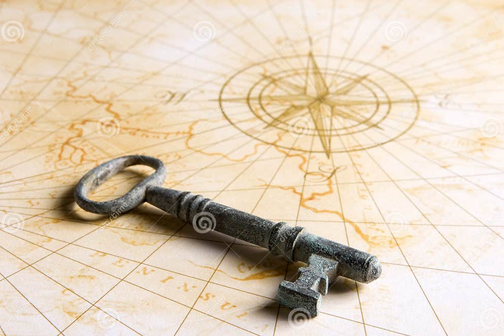 Key on map stock image. Image of gold, travel, aged, success - 10780987
