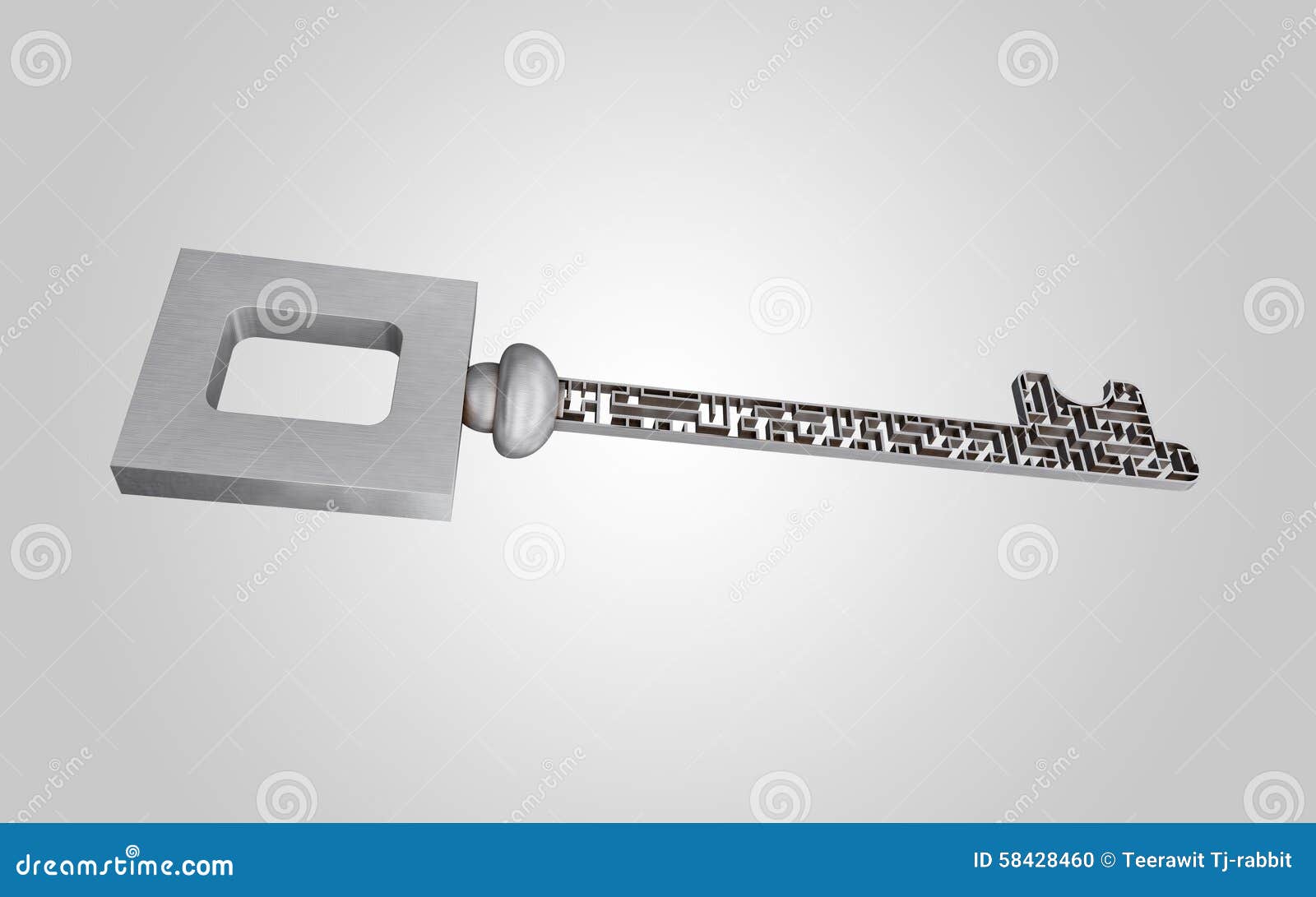 The Key is a Maze, on a Gray Gradient Background. Stock Illustration ...