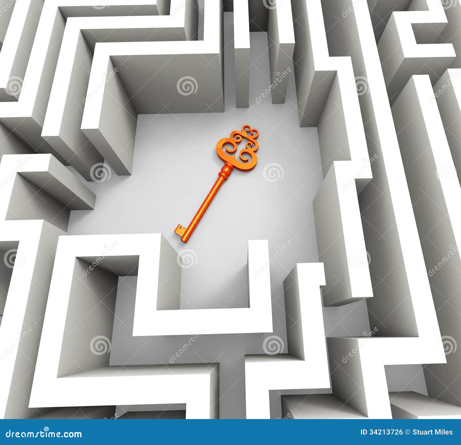 Key in Maze Shows Security Solution Stock Illustration - Illustration ...