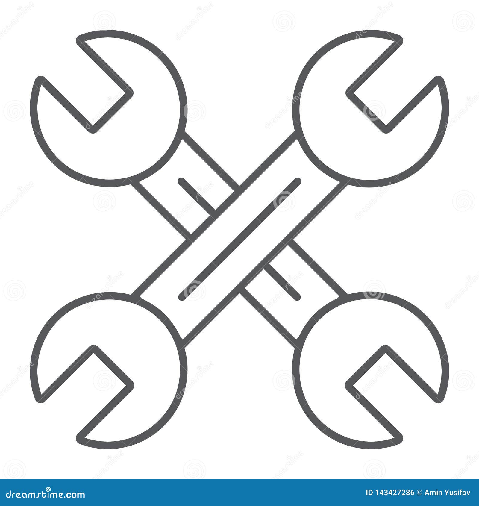 Key Mechanic Thin Line Icon, Auto and Tool, Crossed Wrenches Sign ...