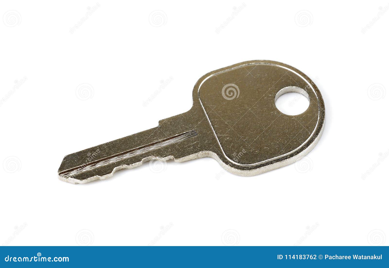Key Metallic, One Grey Key on a White Background. Stock Photo - Image ...