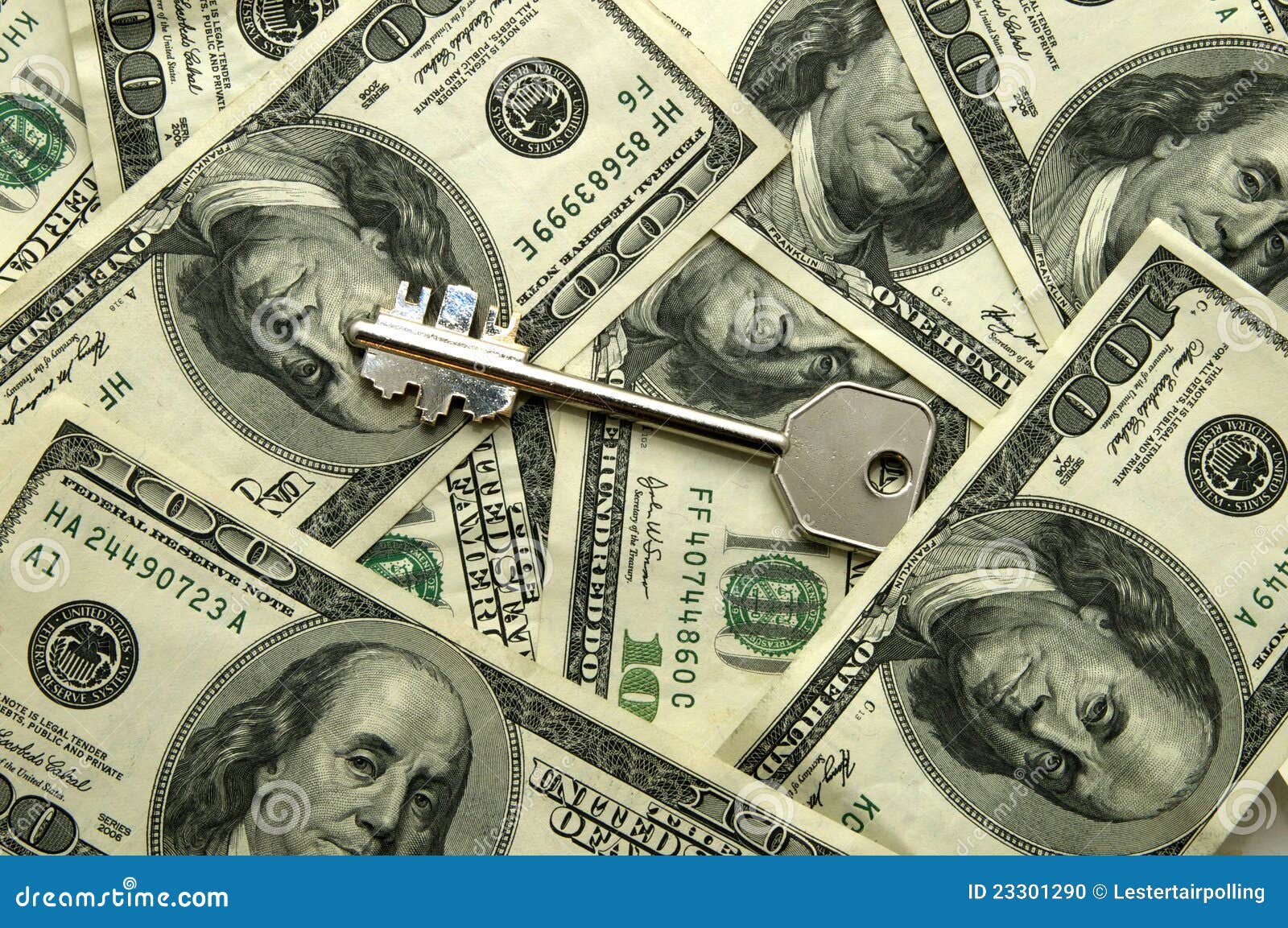 Key and money stock photo. Image of greenback, finances - 23301290