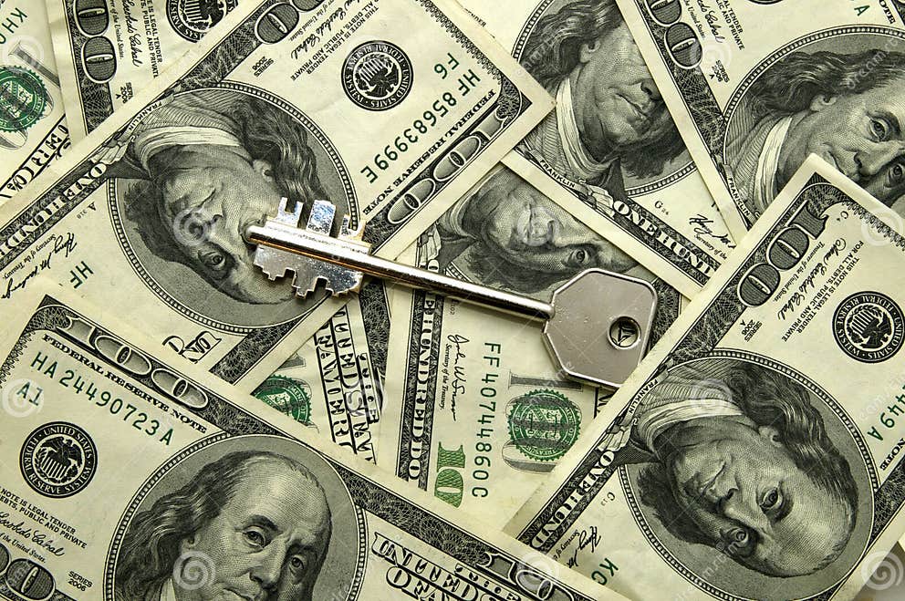 Key and money stock photo. Image of greenback, finances - 23301290
