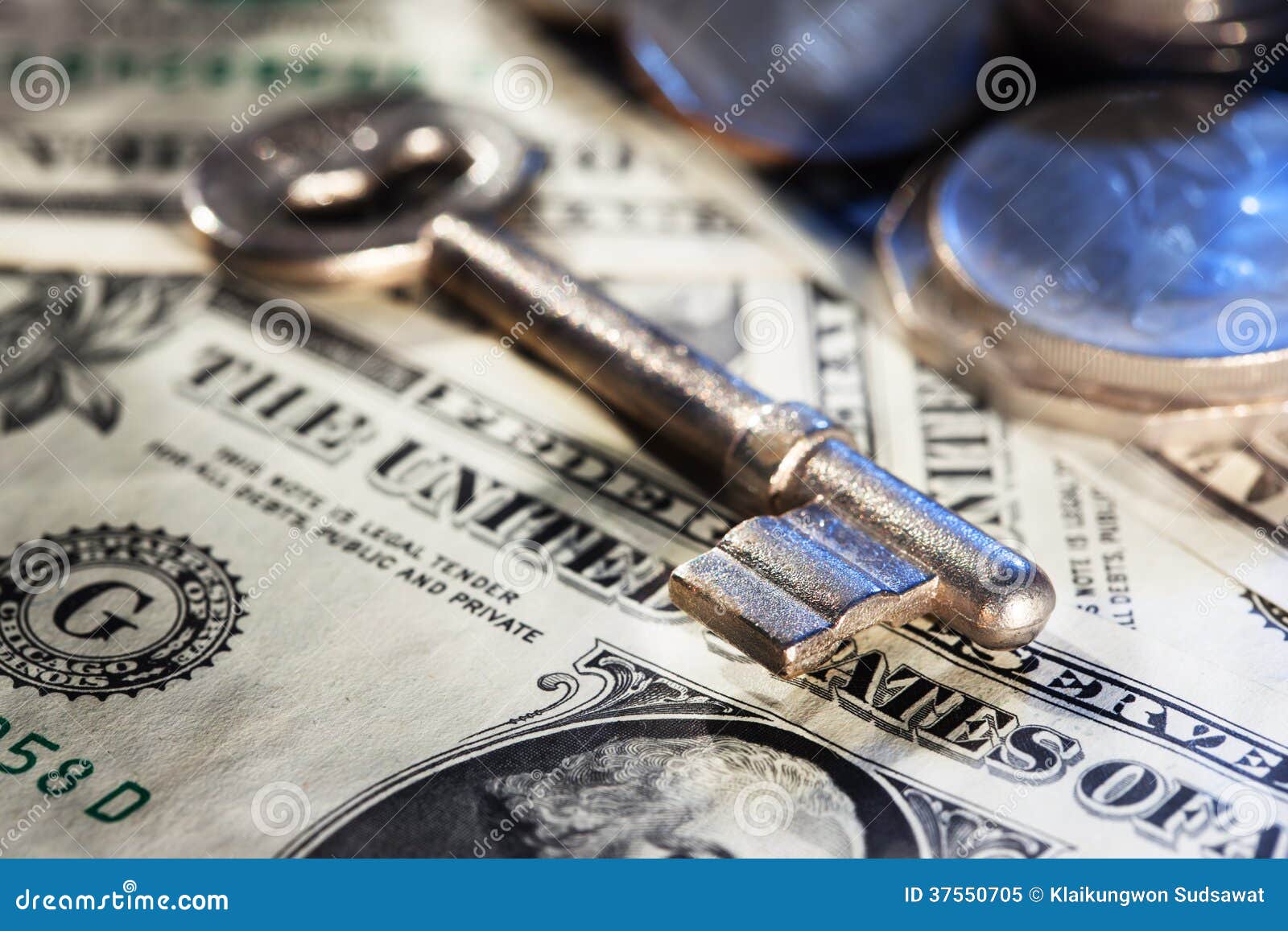 Key on money close up stock image. Image of strong, business - 37550705