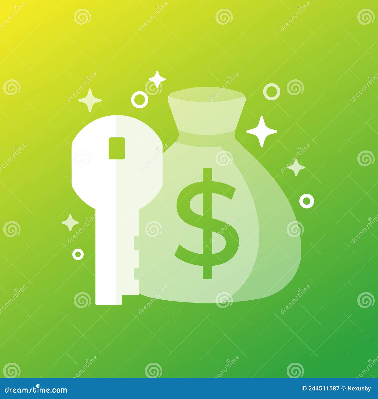 Key Money Icon with a Bag, Vector Art Stock Vector - Illustration of ...