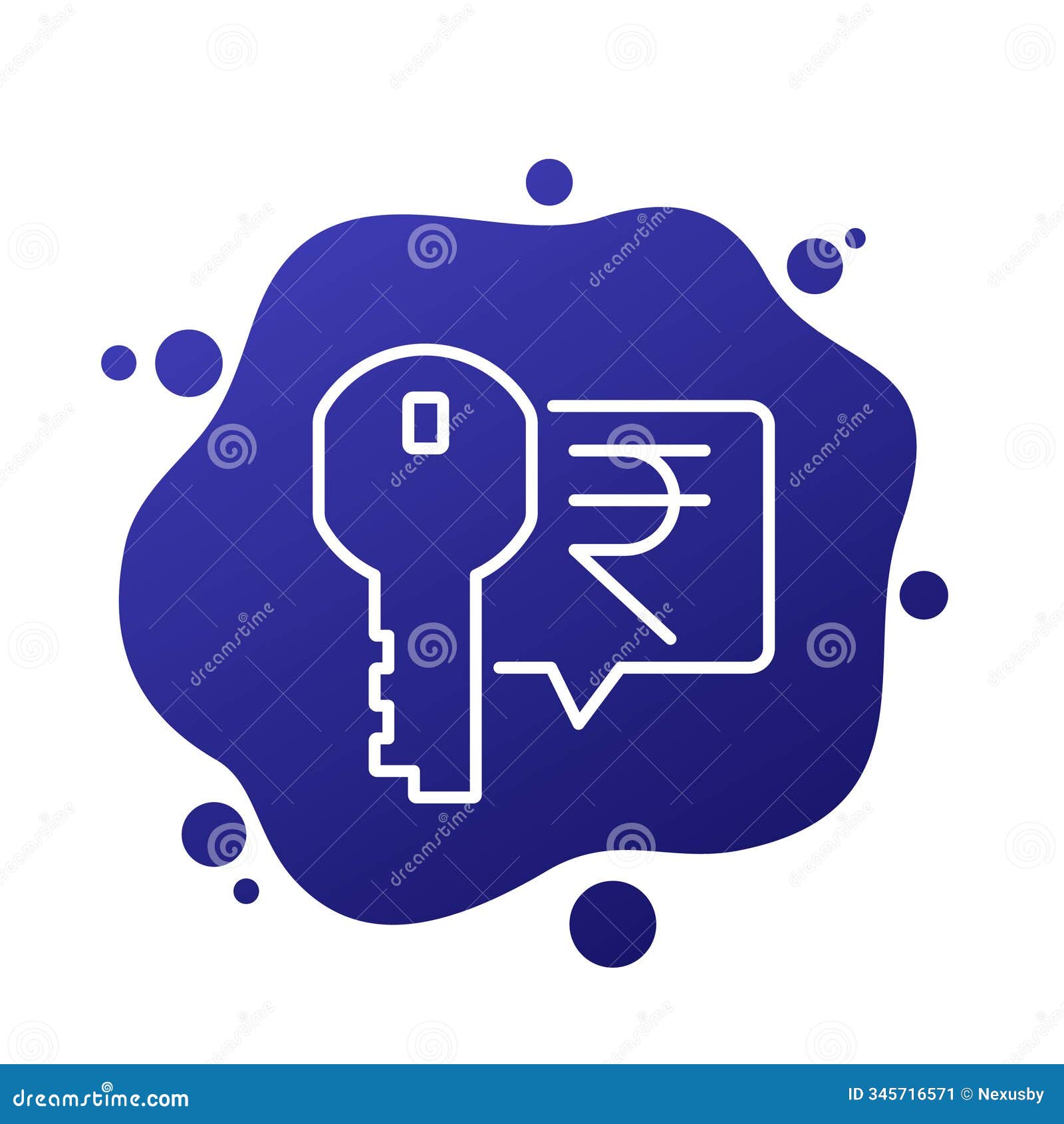 Key Money Icon with Rupee in Line Design Stock Illustration ...