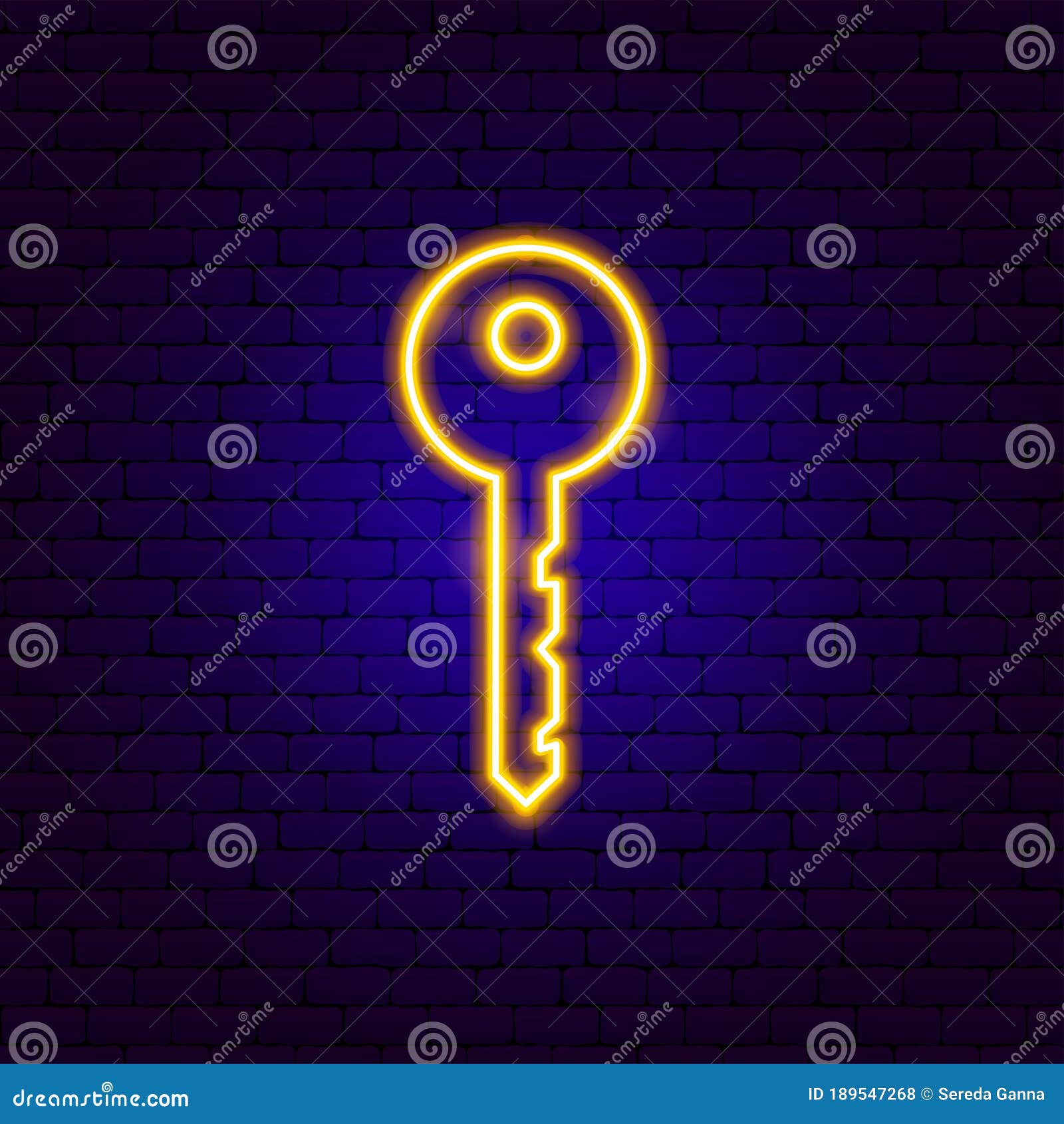 Key Neon Sign stock vector. Illustration of background - 189547268