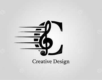 Key Note C Letter Logo Vector. Music Note on Initial C Design Stock ...
