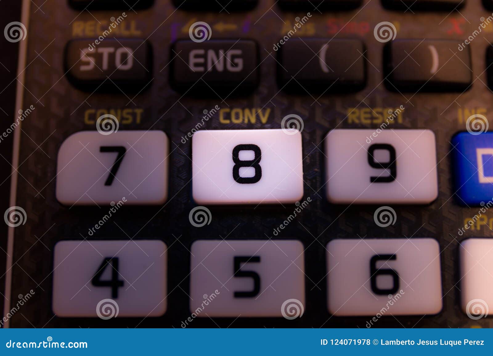 Key Number Eight of the Keyboard of a Calculator Stock Photo - Image of ...