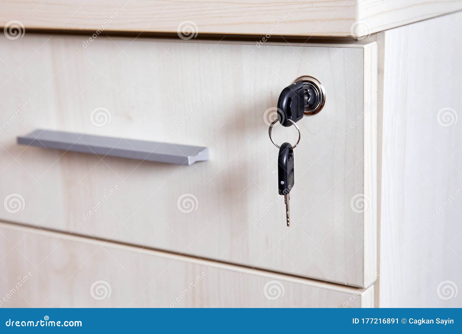 Key in Office Cabinet Drawer Lock Stock Image - Image of copy, beige ...