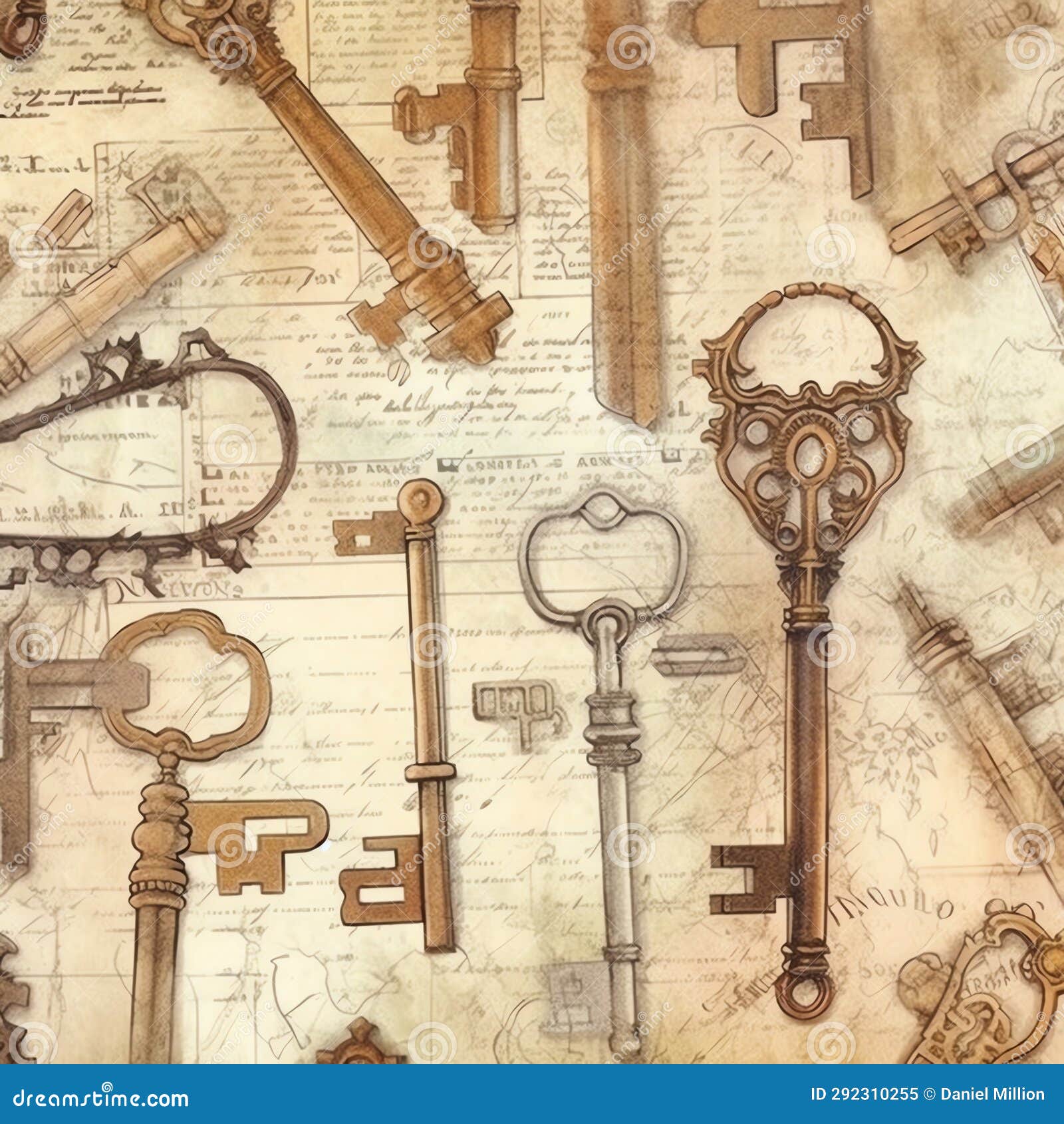 Key Old Paper, Vintage Digital Paper Stock Illustration - Illustration ...