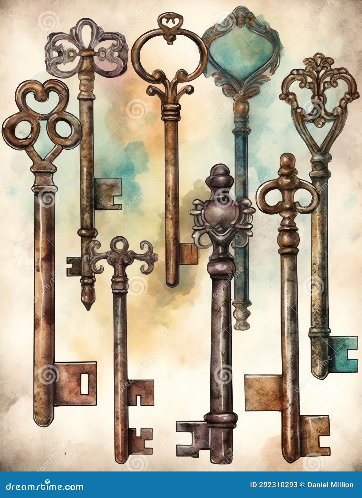 Key Old Paper, Vintage Digital Paper Stock Illustration - Illustration ...