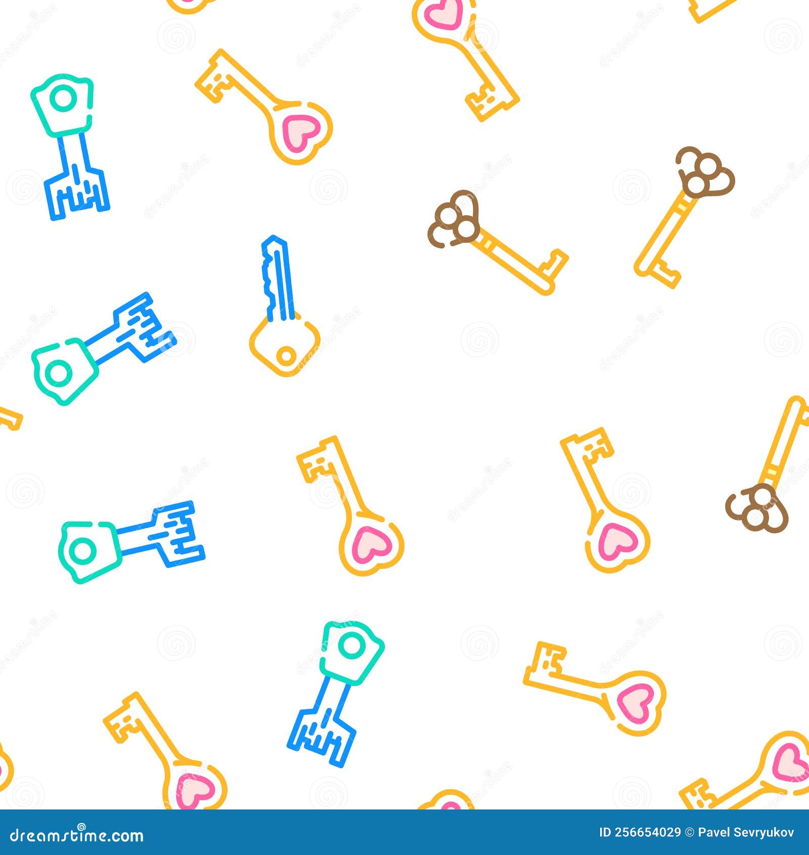 Key for Open and Close Padlock Vector Seamless Pattern Stock ...