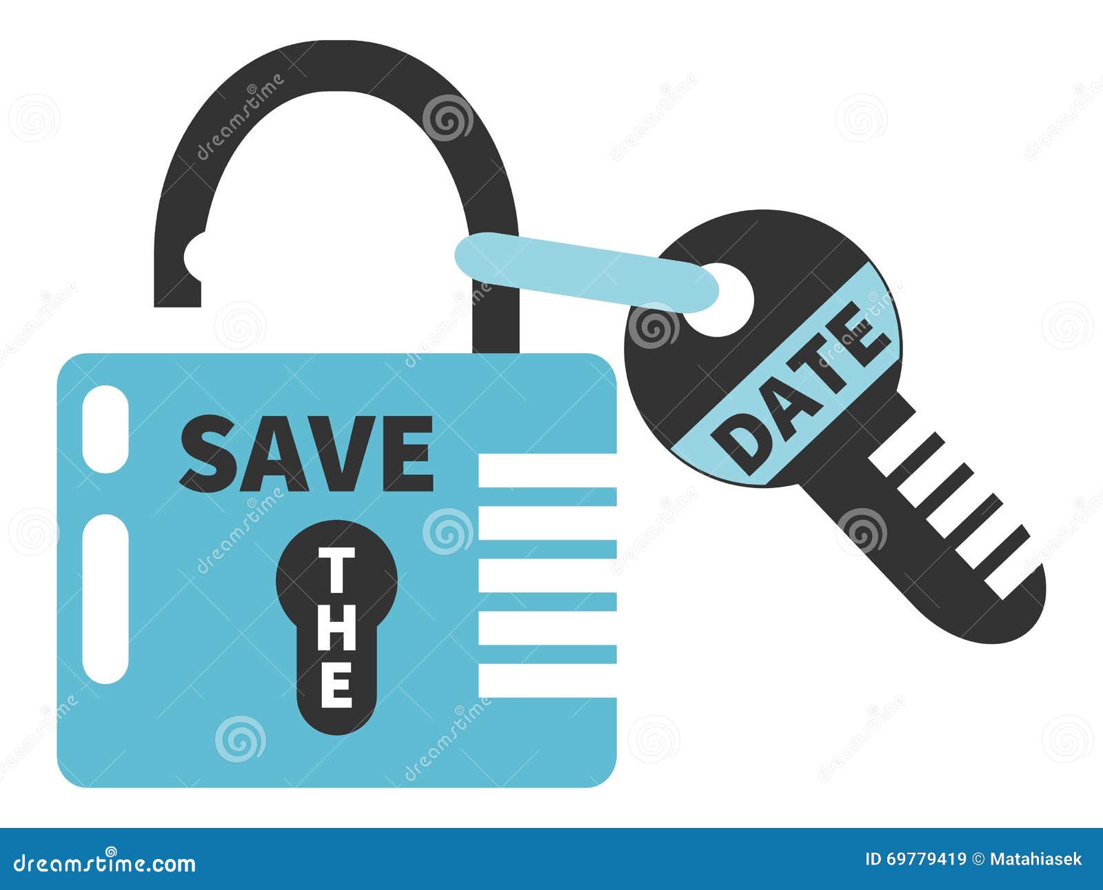Key and Opened Padlock with Words SAVE the DATE Stock Vector ...
