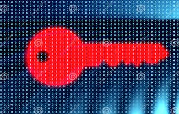 Key Over Digital Binary Pattern, Encryption Stock Illustration ...