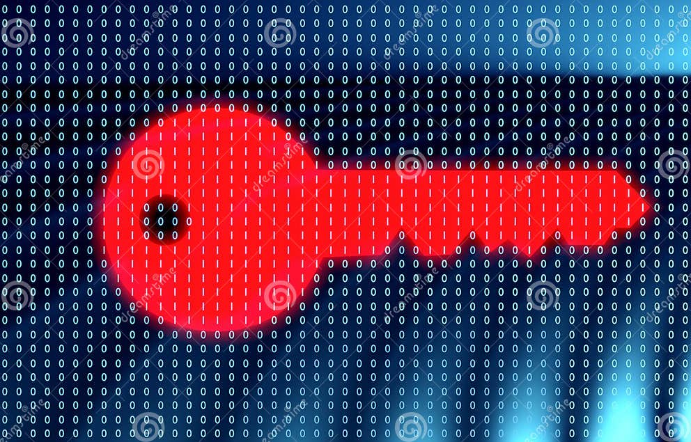 Key Over Digital Binary Pattern, Encryption Stock Illustration ...