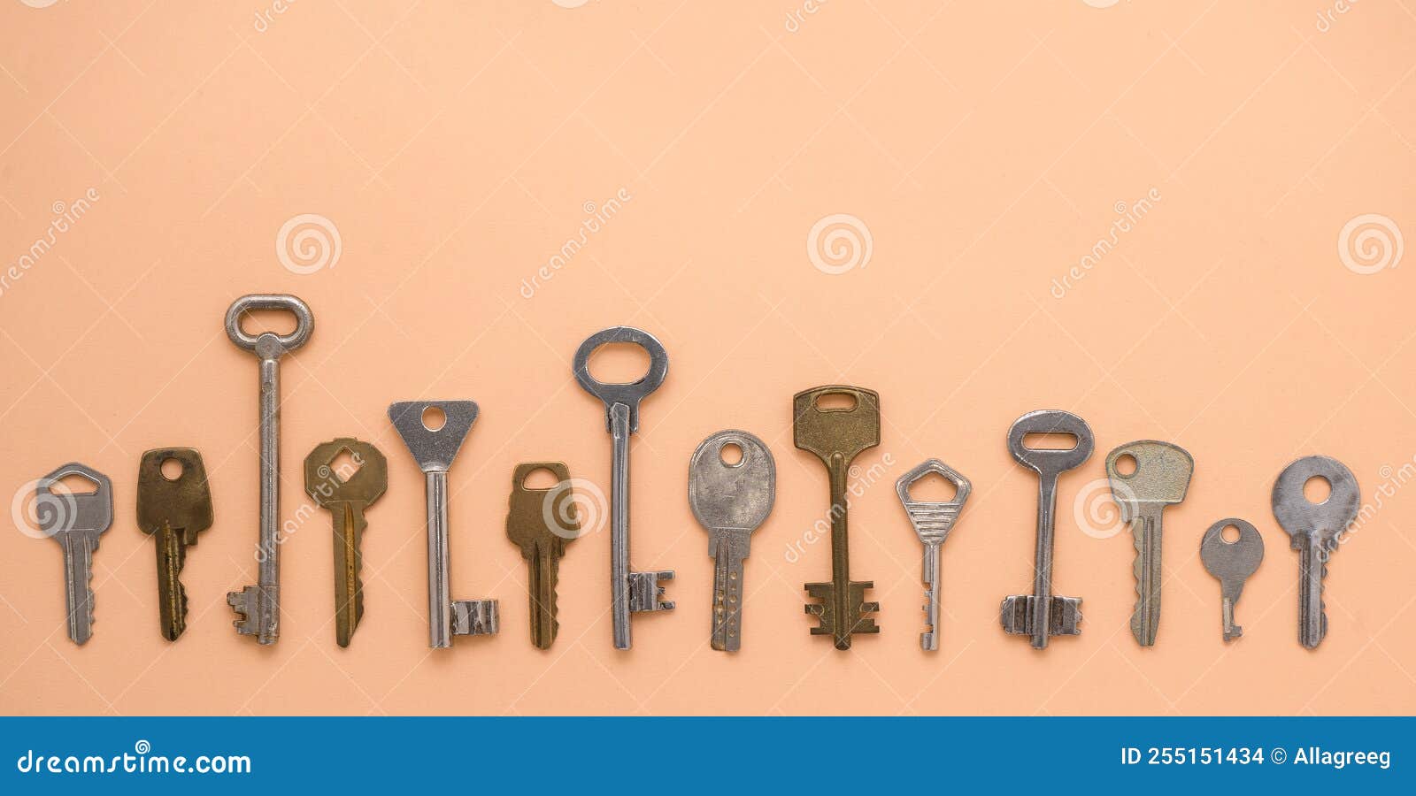 Key Pattern. Background from Different Old Keys. View from Above. Stock ...