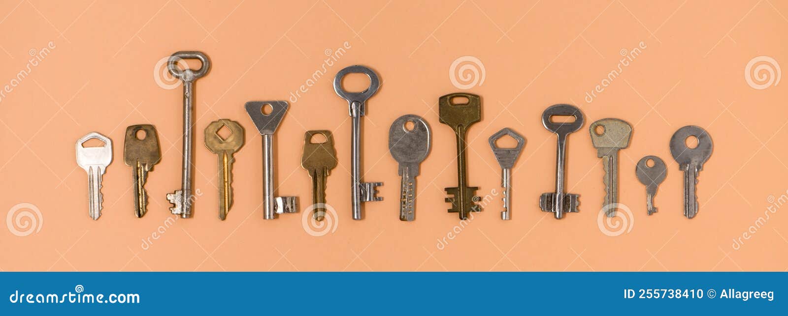 Key Pattern. Background from Different Old Keys. View from Above. Stock ...
