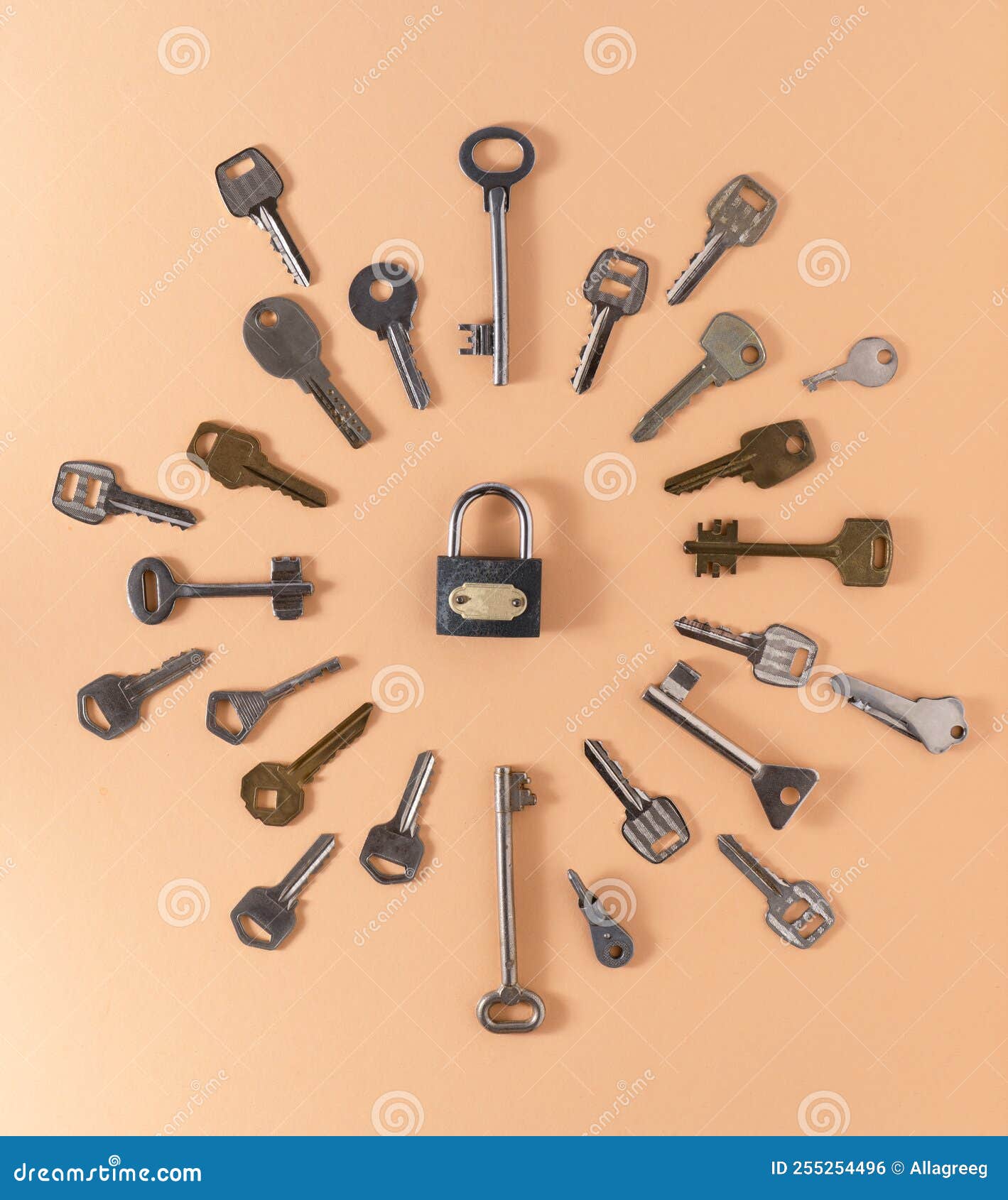 Key Pattern. Background from Different Old Keys. View from Above. Stock ...
