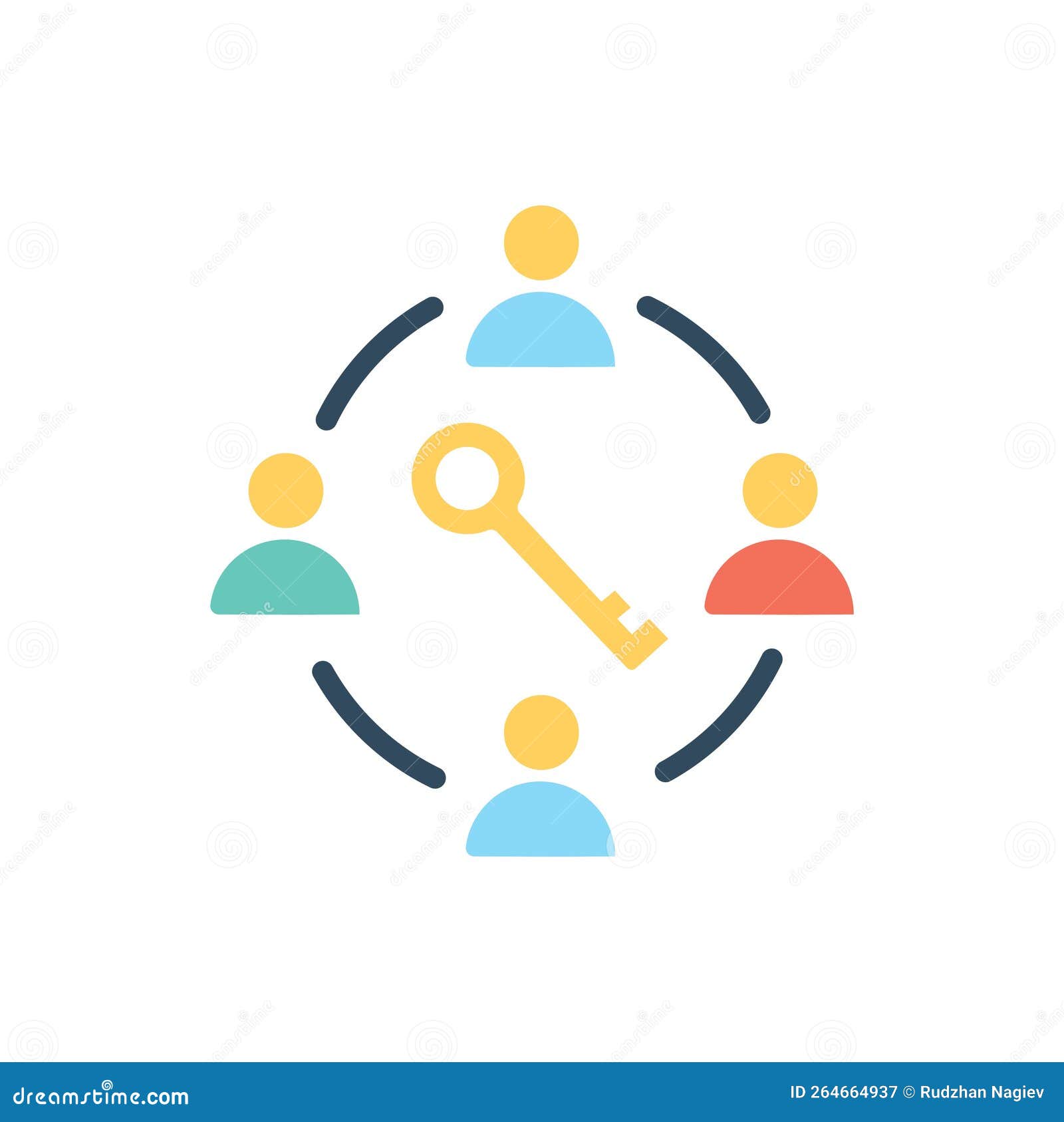 Key with people icon stock vector. Illustration of technology - 264664937