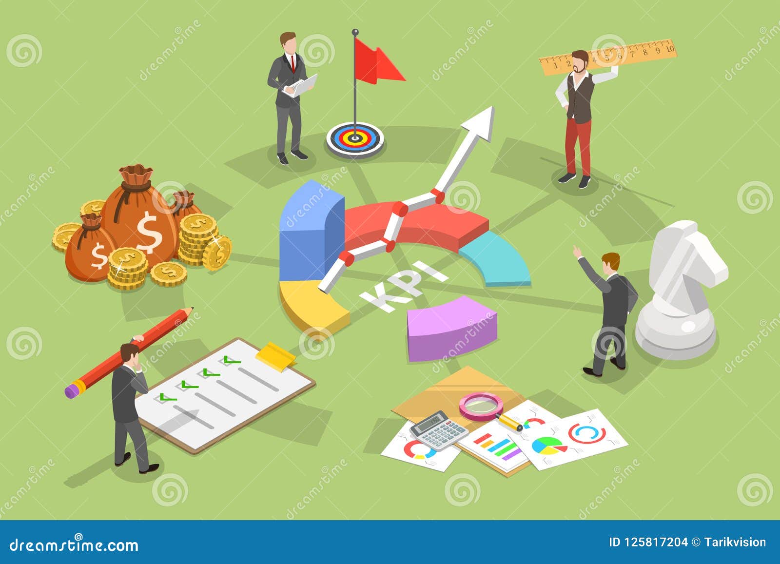 Key Performance Indicator Flat Isometric Vector Concept Stock Vector