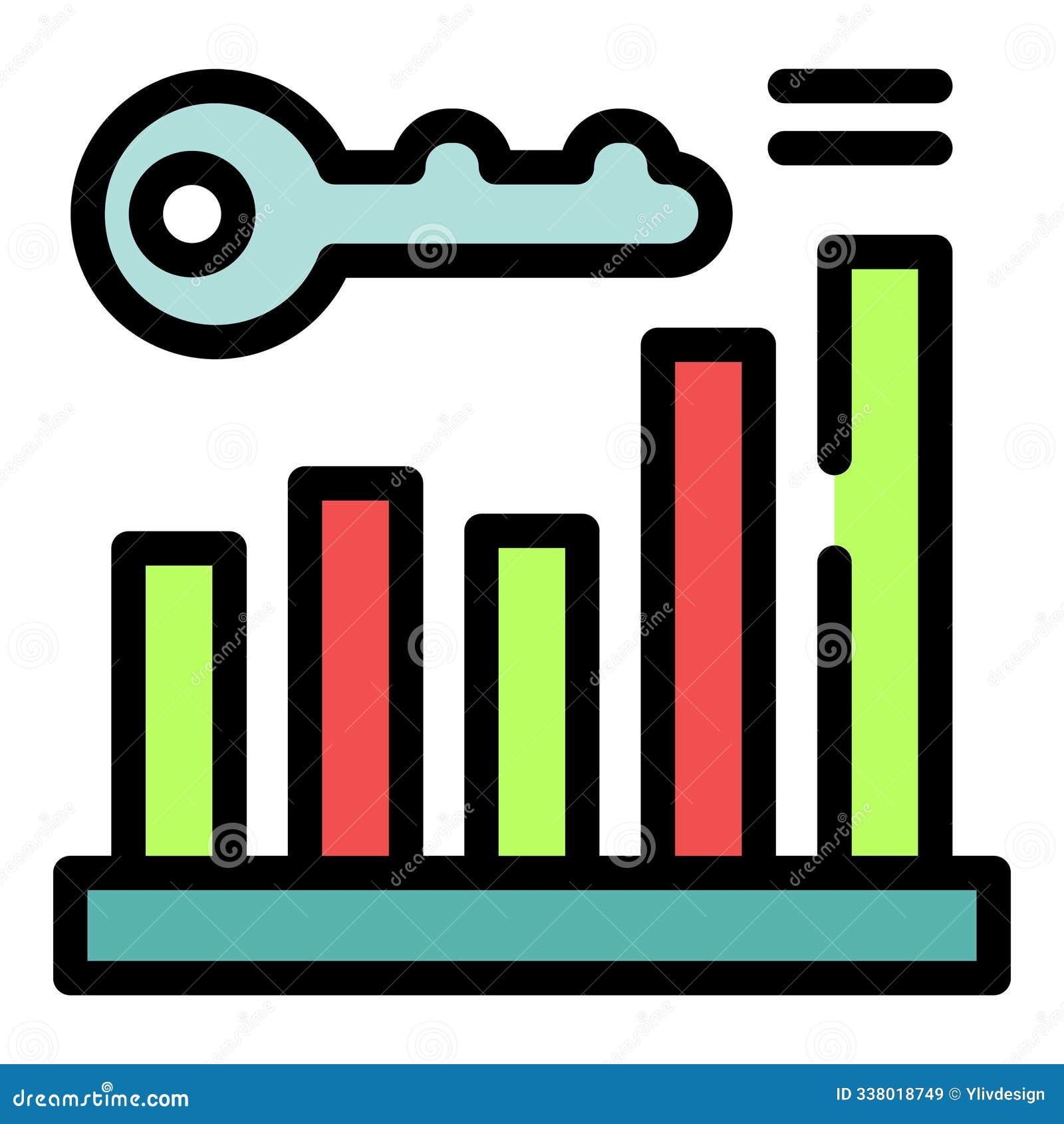 Key Performance Indicator Kpi Chart with Key Above Growing Bars Stock ...