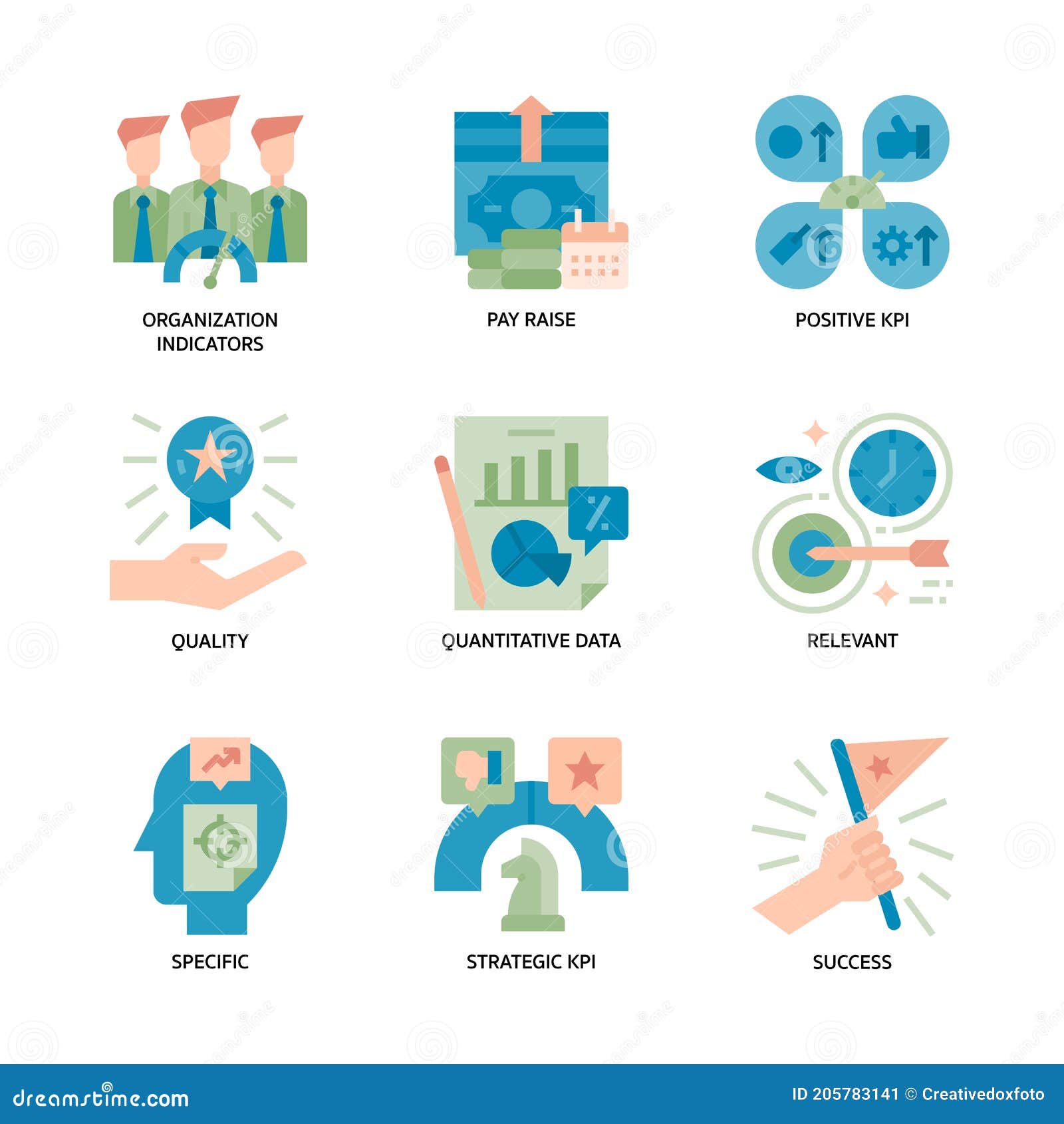 Key Performance Indicators Icons Set Stock Vector - Illustration of ...