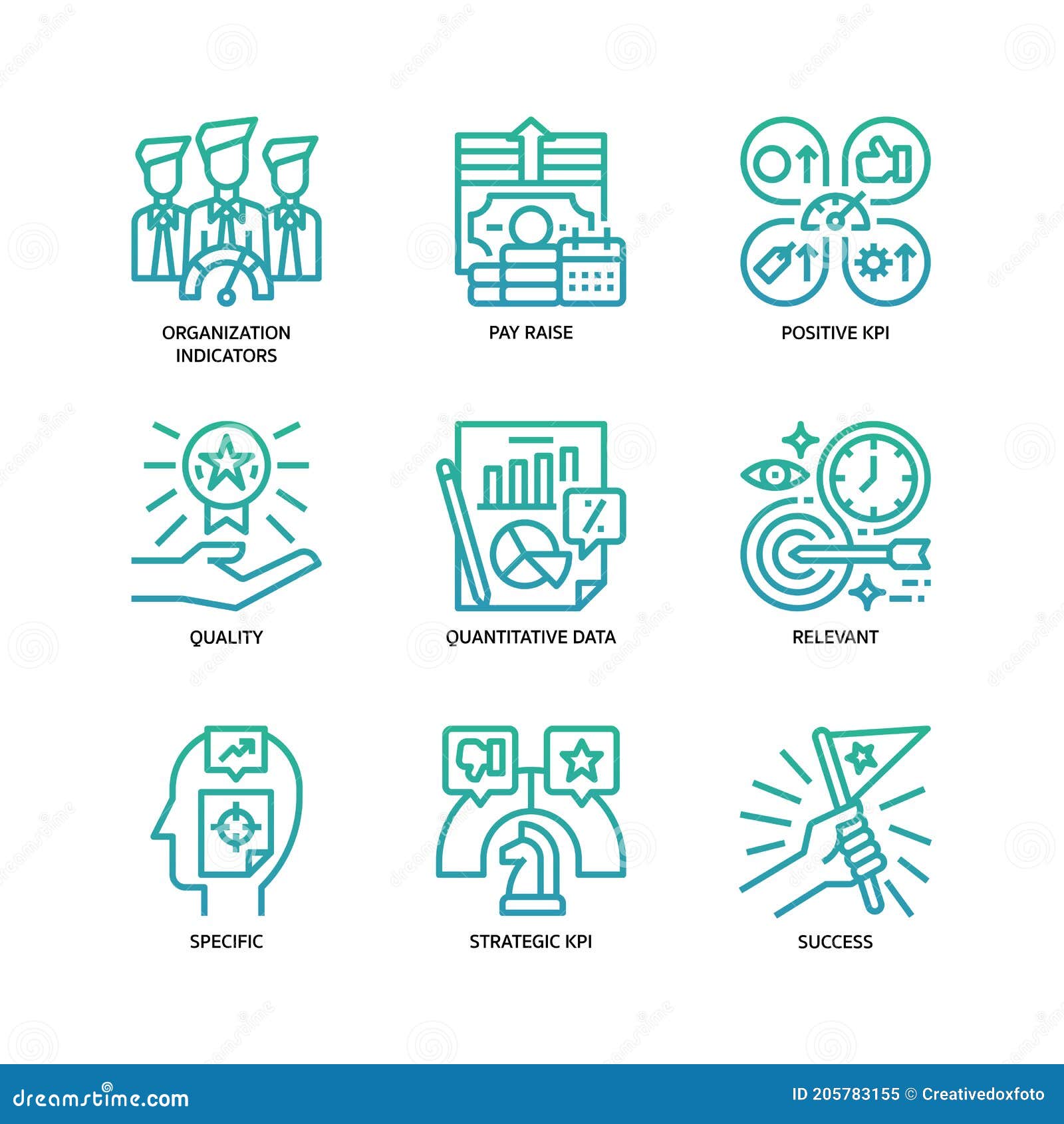 Key Performance Indicators Icons Set Stock Vector - Illustration of ...