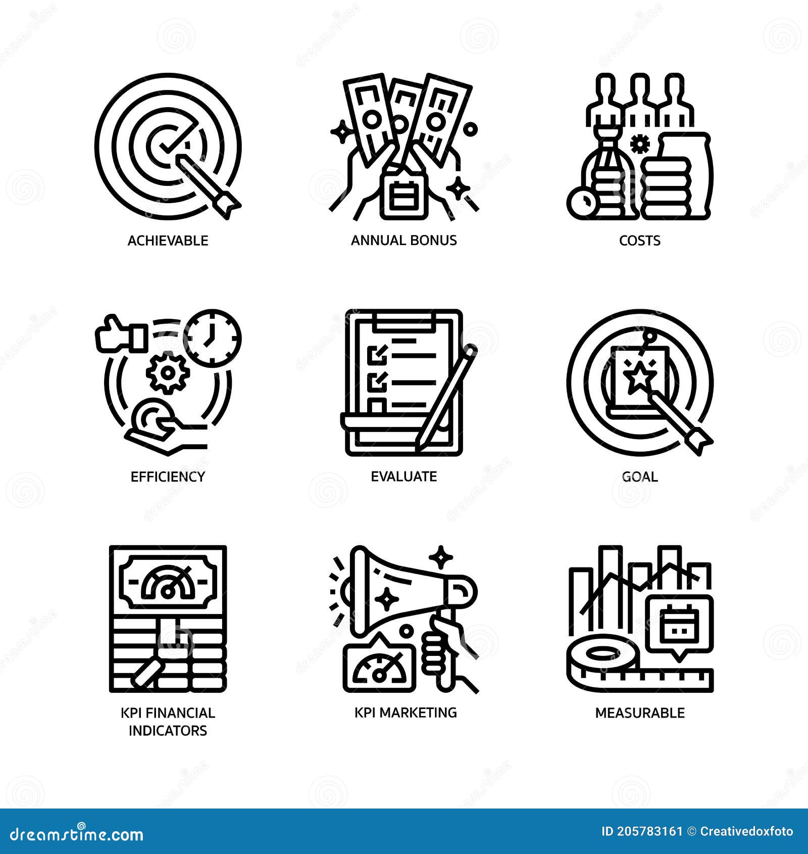 Key Performance Indicators Icons Set Stock Vector - Illustration of ...