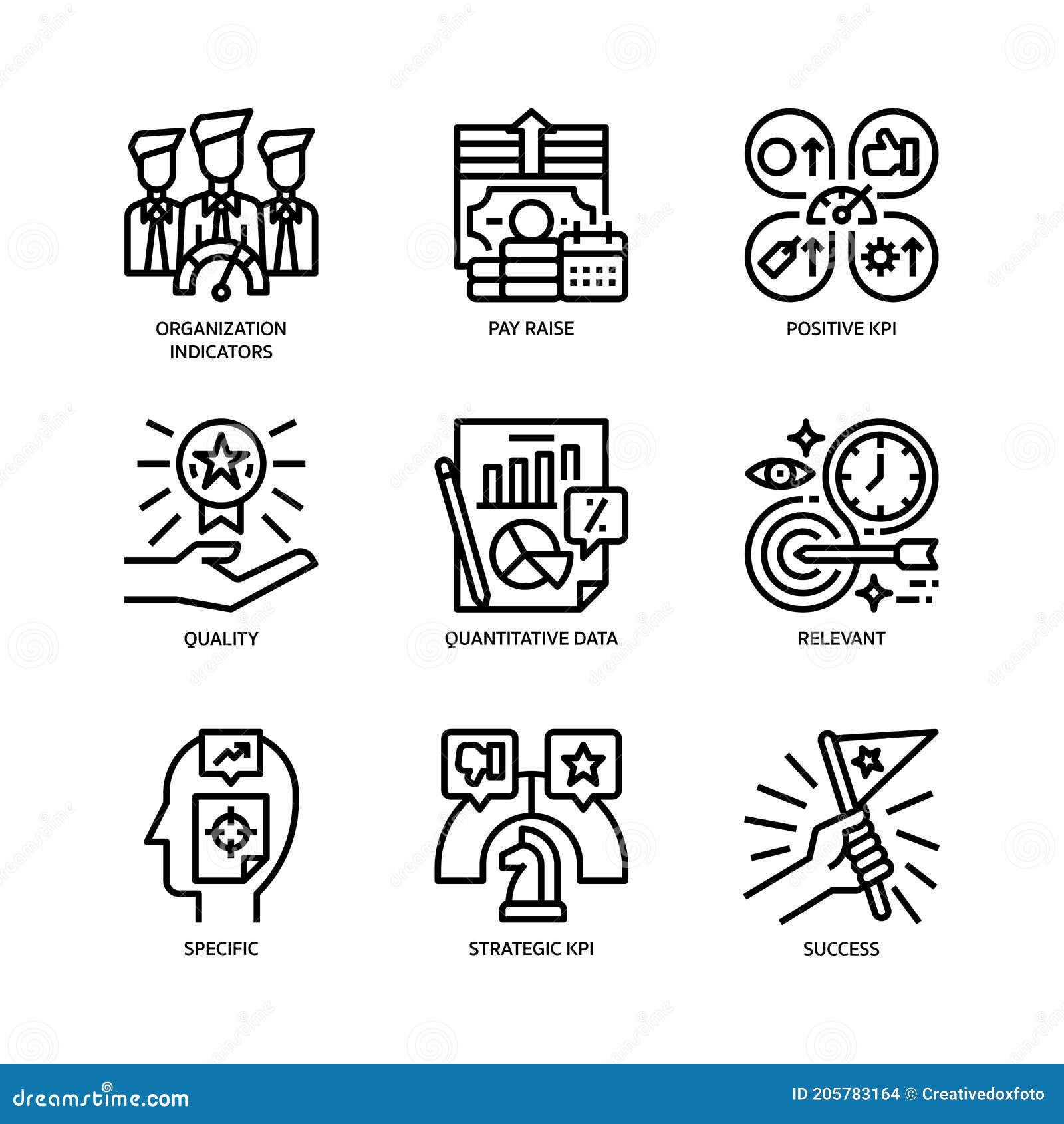 Key Performance Indicators Icons Set Stock Vector - Illustration of ...