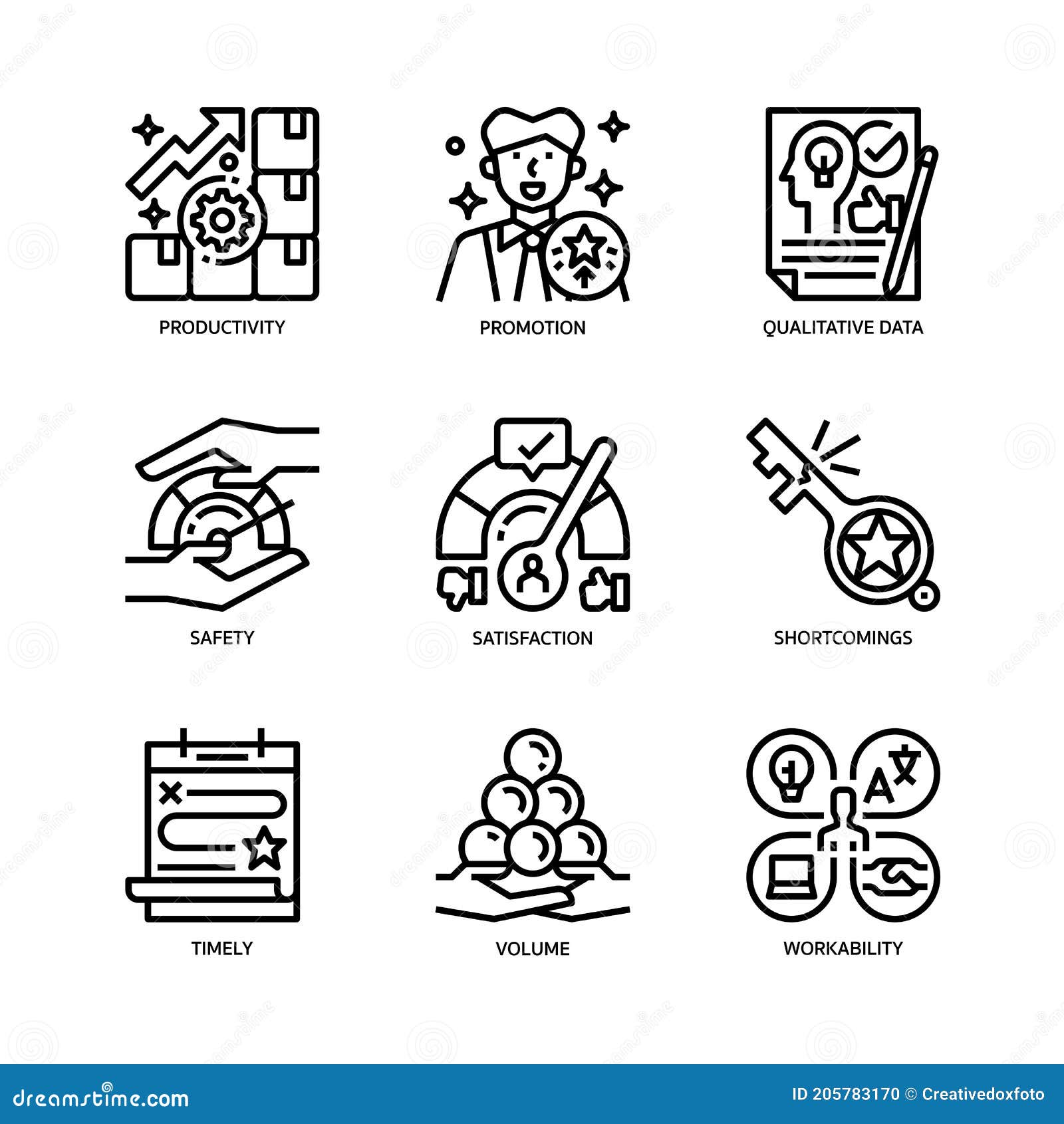 Key Performance Indicators Icons Set Stock Vector - Illustration of ...