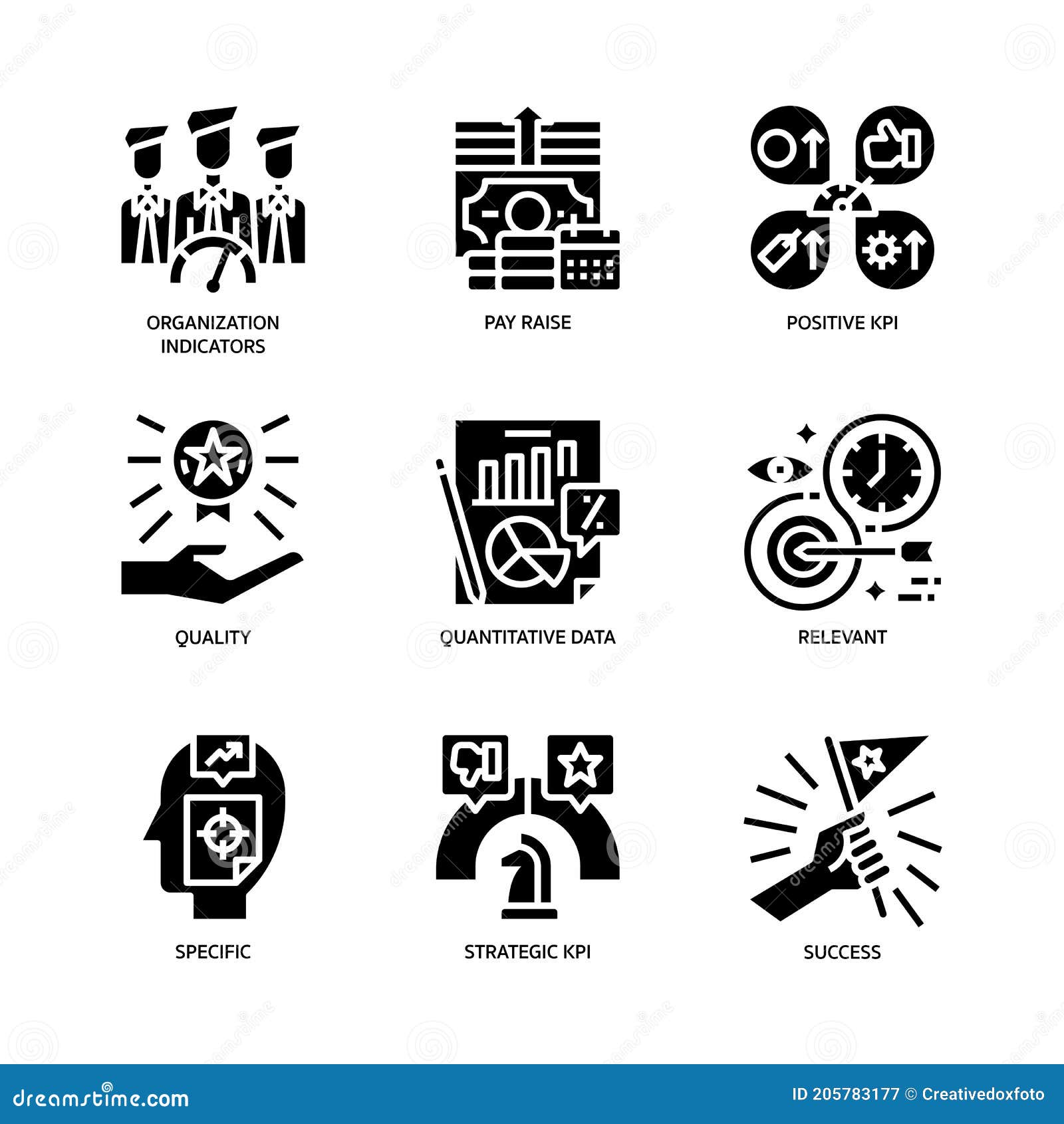 Key Performance Indicators Icons Set Stock Vector - Illustration of ...