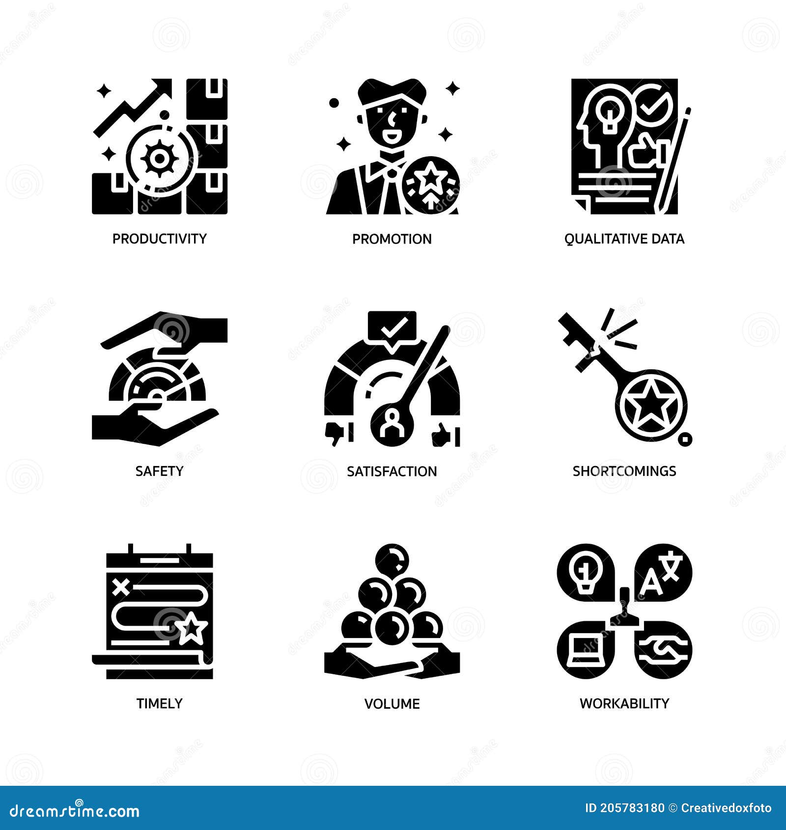 Key Performance Indicators Icons Set Stock Vector - Illustration of ...