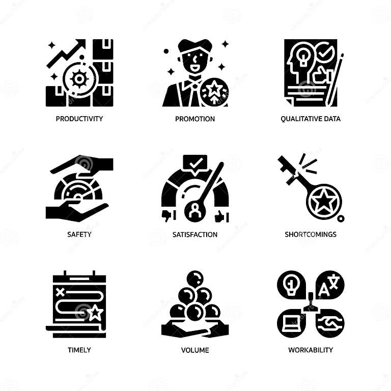 Key Performance Indicators Icons Set Stock Vector - Illustration of ...