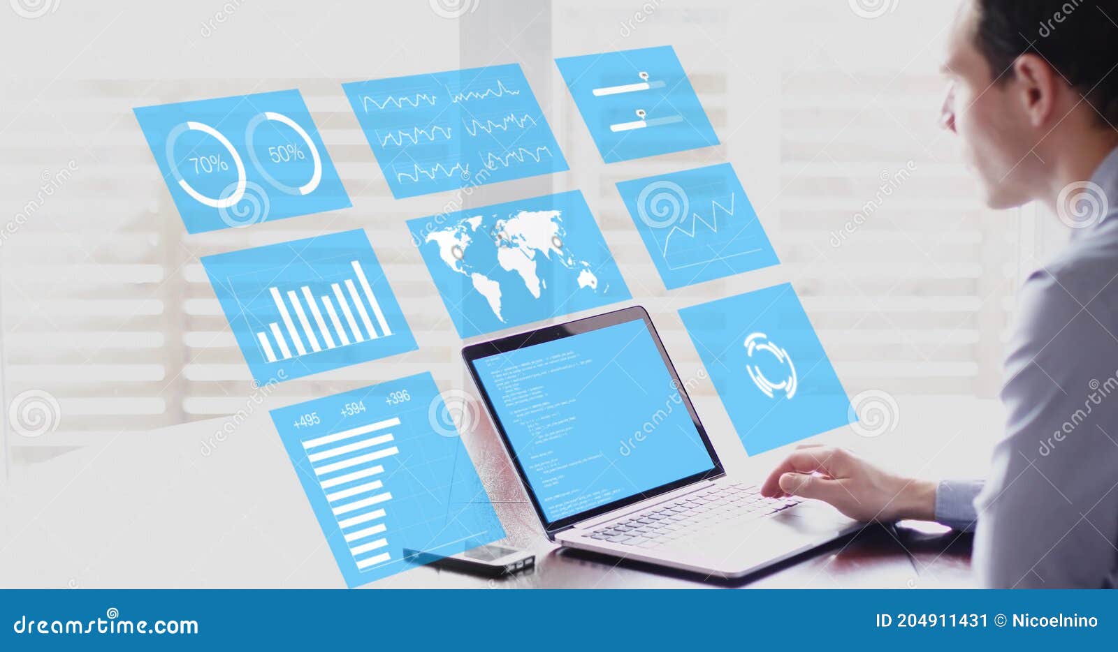 Key Performance Indicators KPI On Business Dashboard, Businessman ...