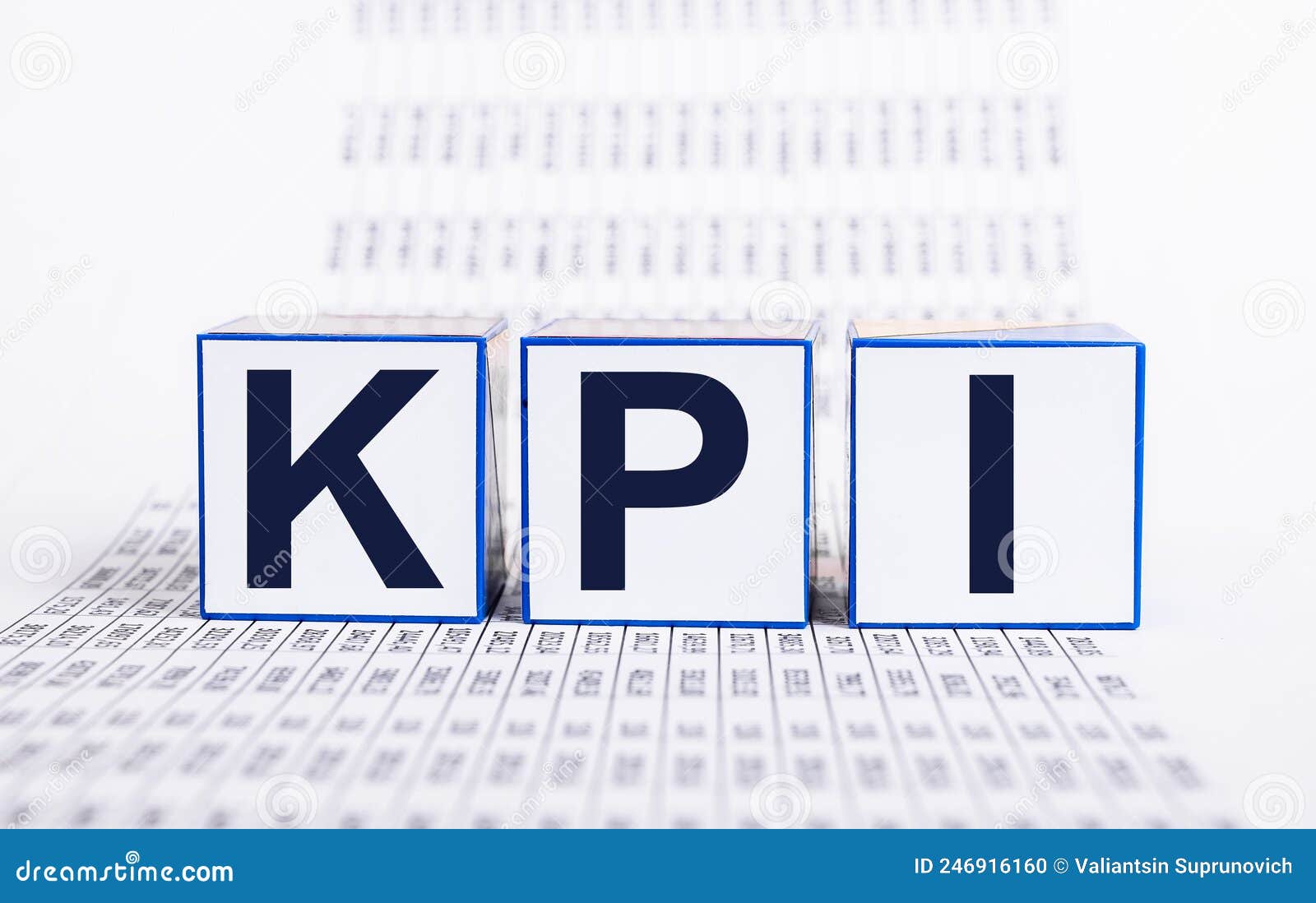 Key Performance Indicators Kpi Letters At Cubes And Documents With
