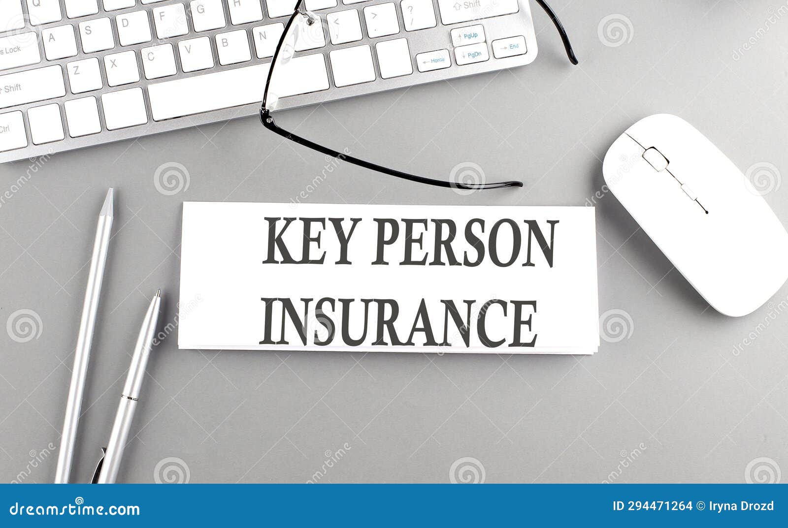 KEY PERSON INSURANCE Text on Paper with Keyboard on Grey Background ...