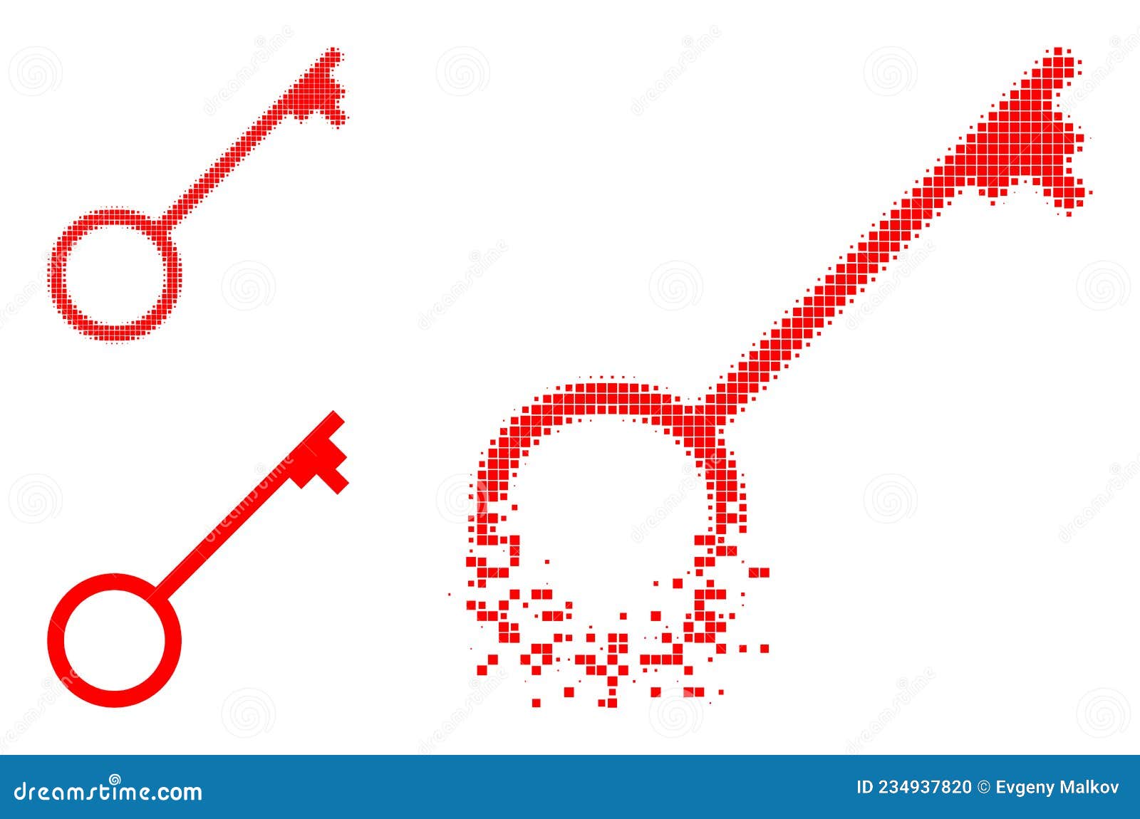 Broken Pixel with Halftone Key Icon Stock Vector - Illustration of ...