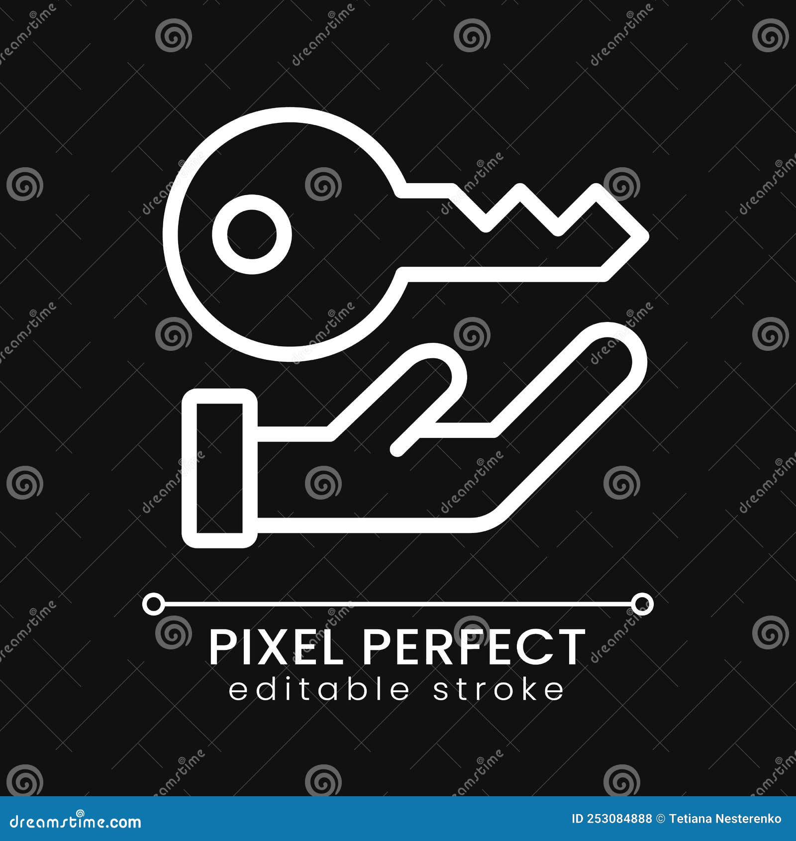 Key Pixel Perfect White Linear Icon for Dark Theme Stock Vector ...