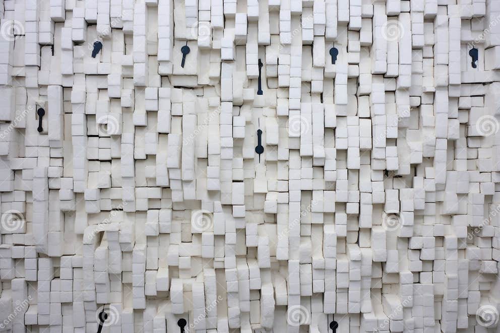 Key Placed Strategically in a Pattern Made of White Bricks Stock Image ...