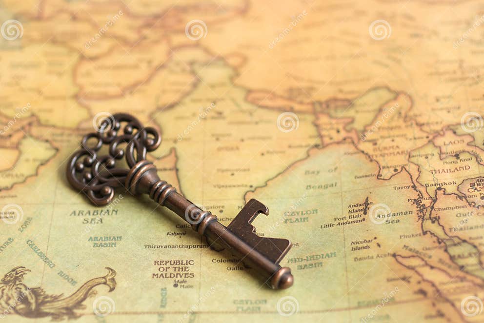 Key Placed on the World Map. Use As a Concept Solving the Problem of ...