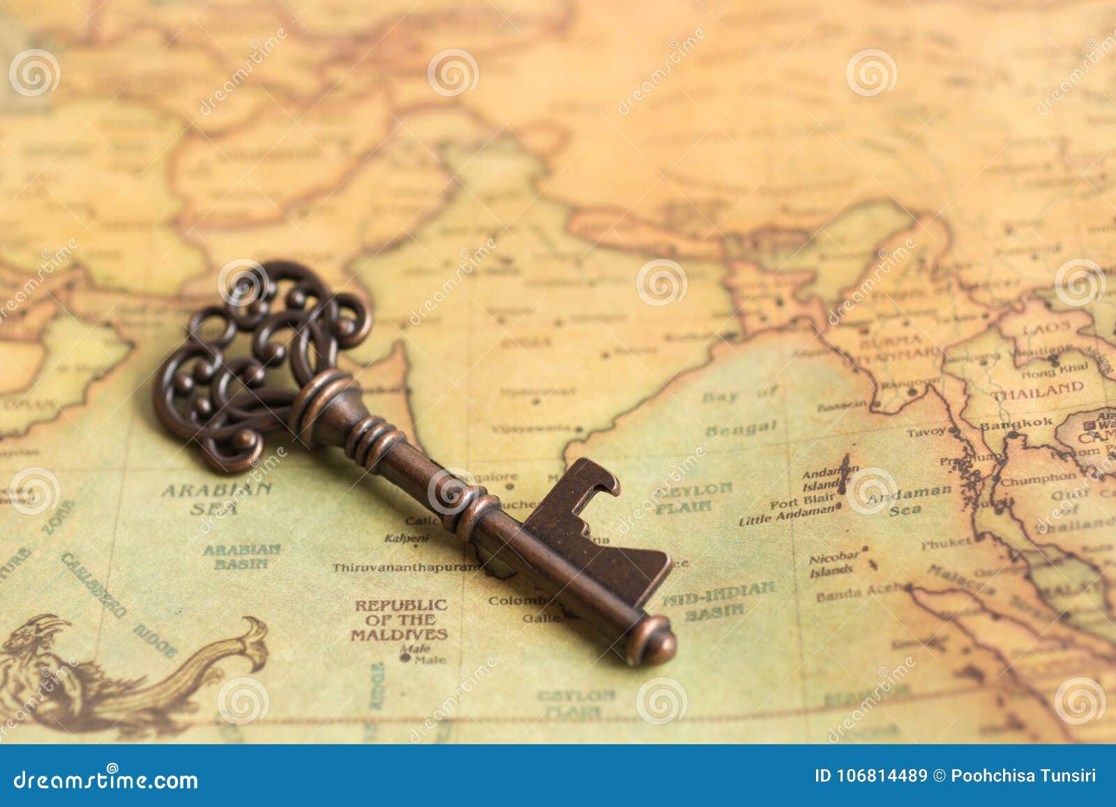 Key Placed on the World Map. Use As a Concept Solving the Problem of ...