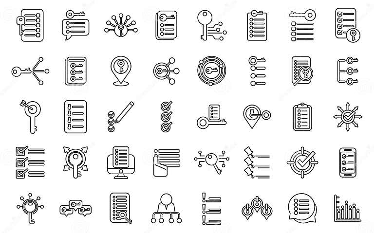 Key Points Icons Set Outline Vector. Path Process Stock Vector ...