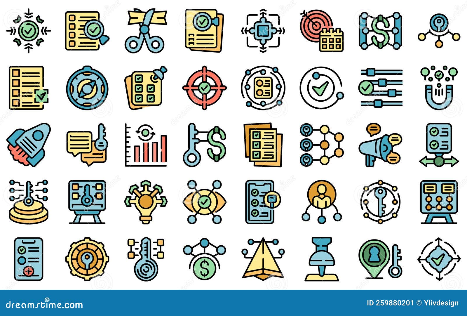 Key Points Icons Set Vector Flat Stock Vector - Illustration of arrow ...