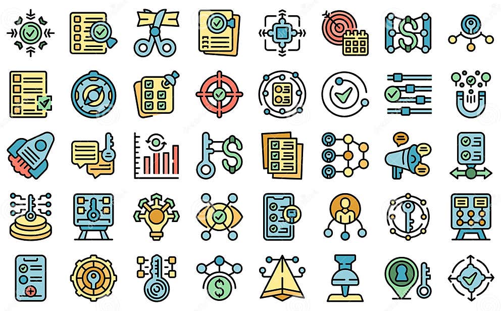 Key Points Icons Set Vector Flat Stock Vector - Illustration of arrow ...