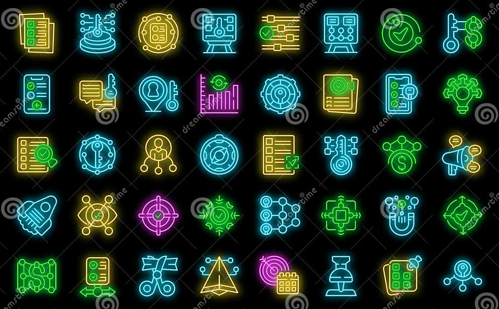 Key Points Icons Set Vector Neon Stock Vector - Illustration of menu ...