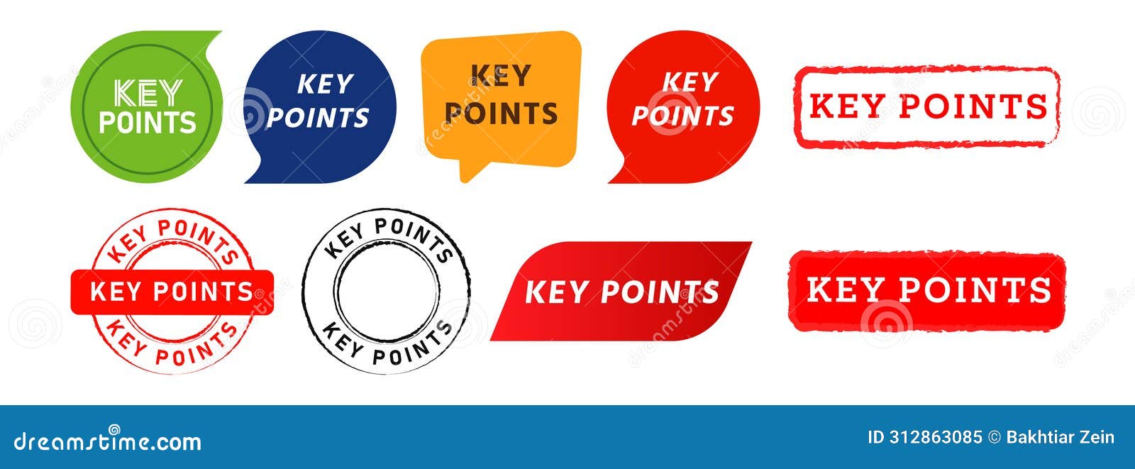 Key Points Rectangle Circle Stamp and Speech Bubble Label Sticker Sign ...