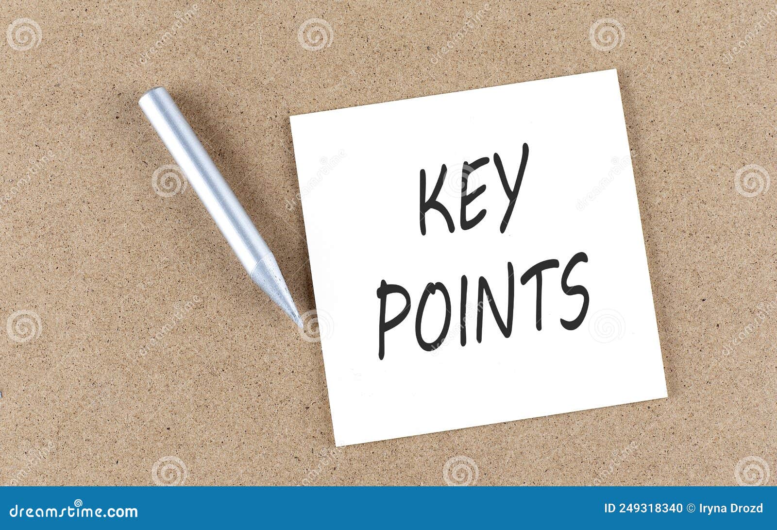 KEY POINTS Text on Sticky Note on a Cork Board with Pencil Stock Photo ...
