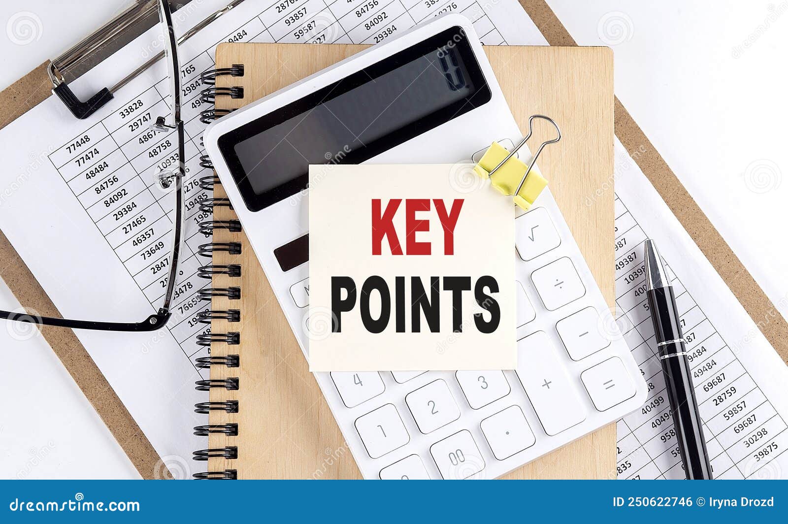 KEY POINTS Word on Sticky with Clipboard and Notebook, Business Concept ...